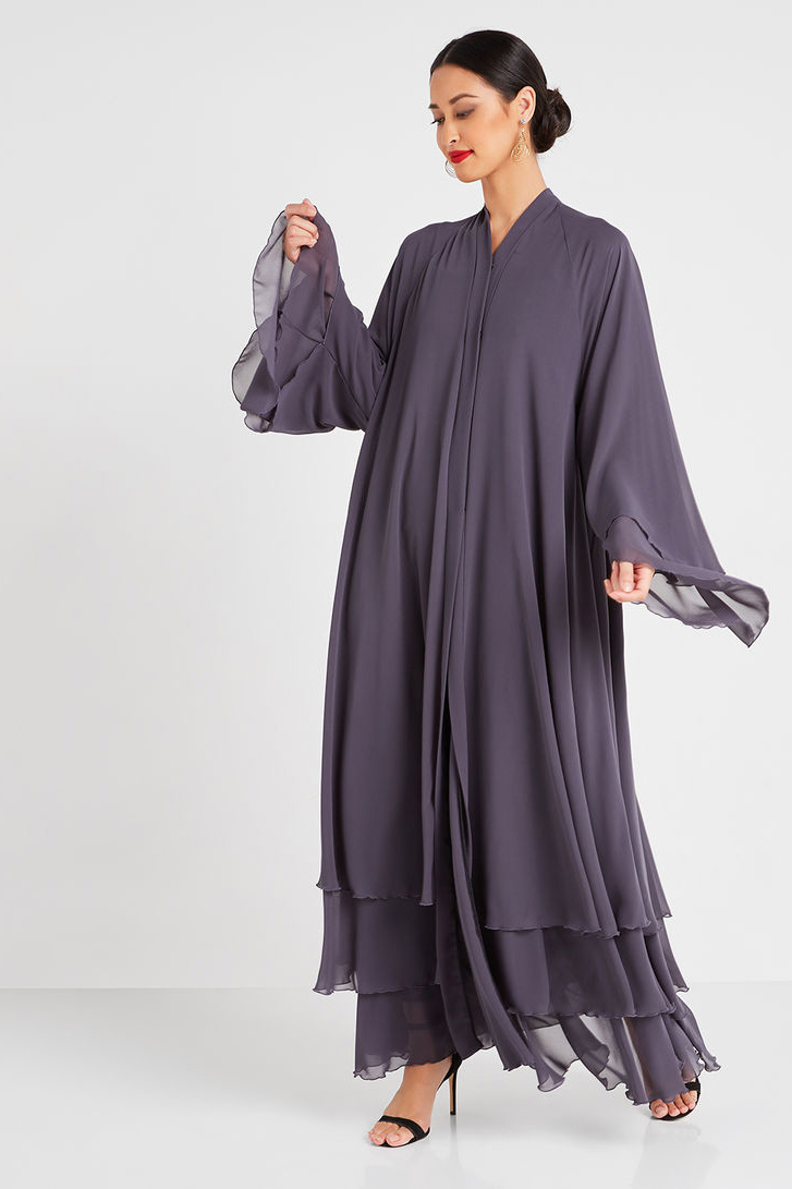 Chiffon Grey Abaya - HeraCloset Online